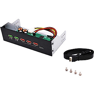 EZDIY-FAB 5.25in 10Gbps USB 3.1 Gen2 Hub and Type-C Port,Front Panel USB Hub with QC 3.0 Quick Charging