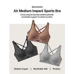 Victoria's Secret Pink Active Seamless Air Sports Bra, Medium Impact, Grey (S)