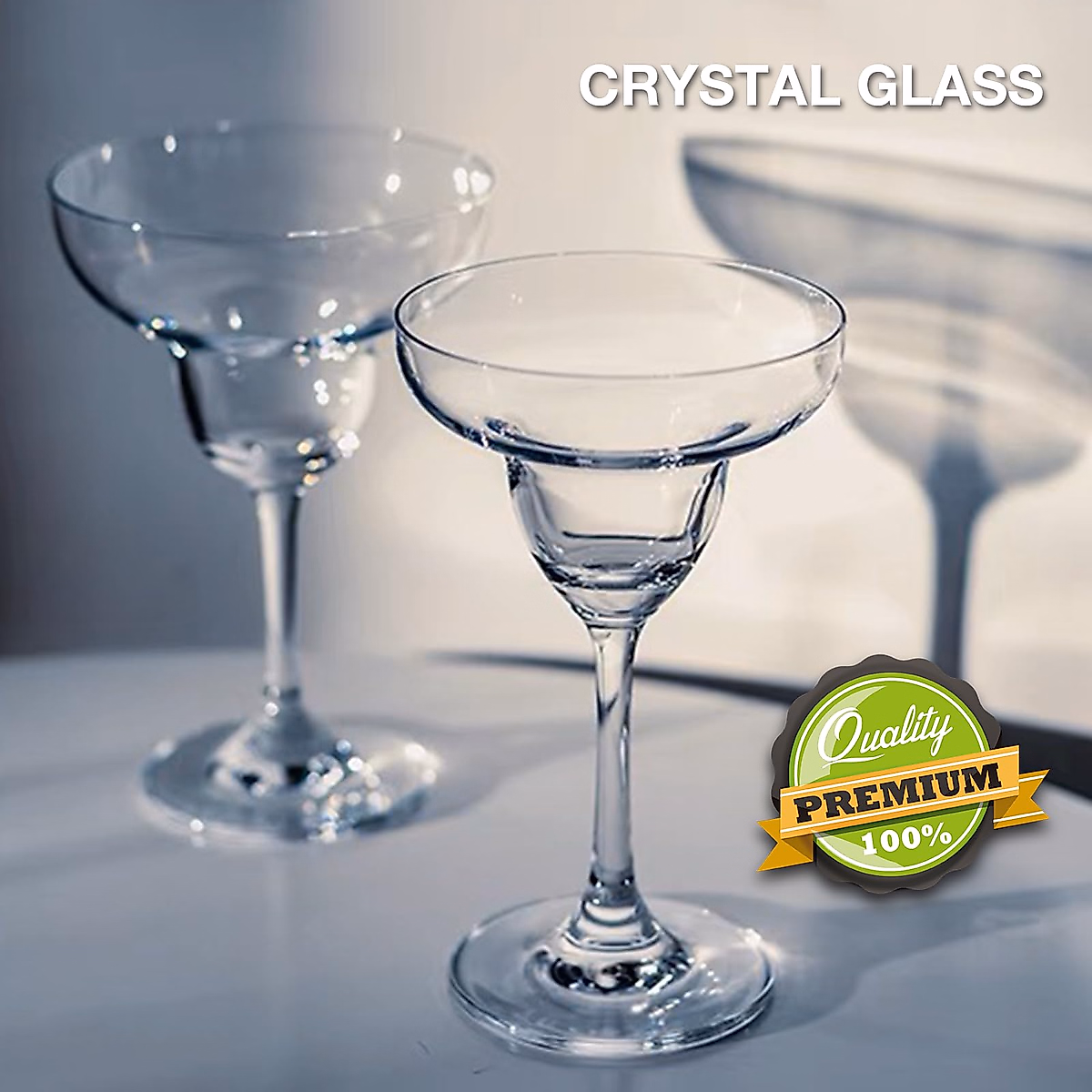 Hand Blown Margarita Glasses Set of 4, 10 Ounce Crystal Cocktail Glasses, Martini Glasses, Clear Daiquiri Glasses, Classic Cocktail Drinking Glasses, Elegant Glassware for Margaritas, Pina Coladas