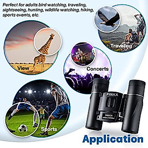 200x25 High Power Compact Binoculars with Clear Low Light Vision, Large Eyepiece Waterproof Binocular for Adults Kids, High Power Easy Focus Binoculars for Bird Watching, Outdoor, Hunting, Travel