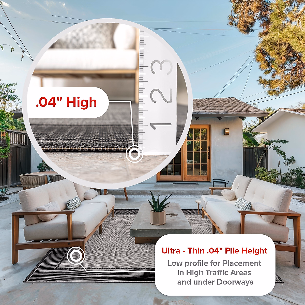 nuLOOM Gris Bordered 3x5 Indoor/Outdoor Accent Rug for Living Room Patio Deck Front Porch Entryway Kitchen, Grey/Black