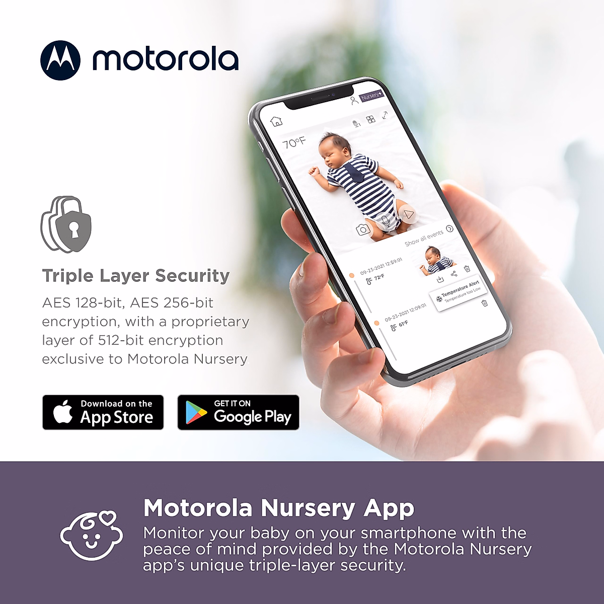 Motorola Baby Monitor VM44 - WiFi Video Baby Monitor with Camera 4.3" HD Screen - Connects to Nursery App, 1000ft Long Range, Two-Way Audio, Remote Pan-Tilt-Zoom, Room Temp, Lullabies, Night Vision