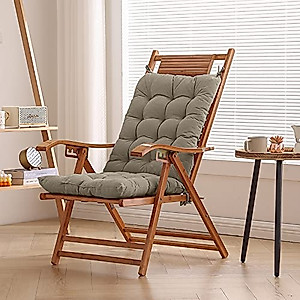 Tiita Rocking Chair Cushion with Ties Overstuffed Seat Back Cushion Pad Tufted Pillow for Outdoor Indoor Home 21" x 17"/17" x 17", Light Brown