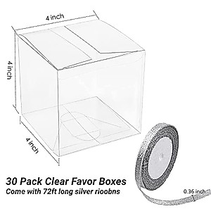 Zezzxu 30pcs Clear Boxes for Favors 4x4x4 Transparent Gift Box for Cupcake Macaron Candy Cookies Ornament Gifts of Wedding Party Baby Shower