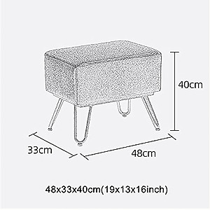 SoOSSN Modern Square Footstool,Comfy Upholstered Footrest Stool with Metal Legs,Premium Accent Stool Seat for Living Room Bedroom (Color : Green, Size : 19x13x16inch)