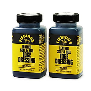 Fiebing's Leather Sole & Heel Edge Dressing, Black/Brown 2-Pack - Color Coats Leather Shoe Edges - 4 oz
