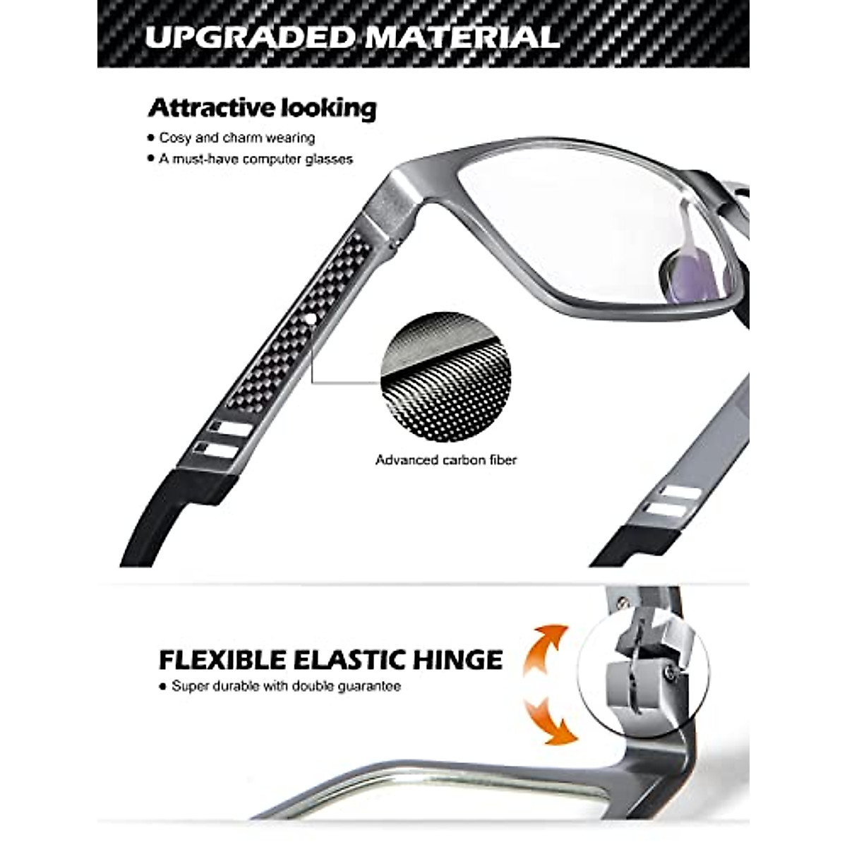 ANYLUV Blue Light Blocking Glasses Men Computer Gaming Blue Screen Glasses Mens Blue Light Blocker Glasses Rectangle Metal frame UV400 Clear Lens