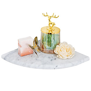 Diflart Marble Corner Shelf Polished 9 Inch, White Carrara Marble Corner Floating Shelves, Wall Mounted Marble Corner Shelves for Shower Bathroom Kitchen Pack of 1 Pcs