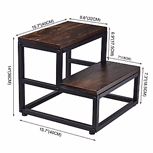Bed Steps for High Beds for Adults with 400lb Load Capacity for Bedroom, Bathroom and Kitchen - Assembly Required(Dark Walnut)