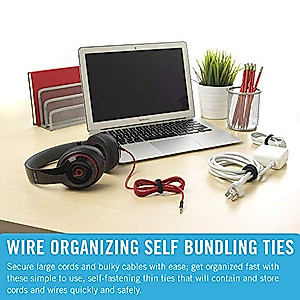 VELCRO Brand ONE-WRAP Cable Ties | 25Pk | 8 x 1/2" Black Cord Organization Straps | Thin Pre-Cut Design | Wire Management for Organizing Home, Office and Data Centers