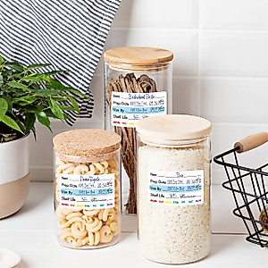 300 Removable Food Labels, Water/Oil/Tear Resistant Freezer Pantry Labels with Perforation Line No Residue Left for Food Containers Jars Kitchen Restaurant Storage Organization