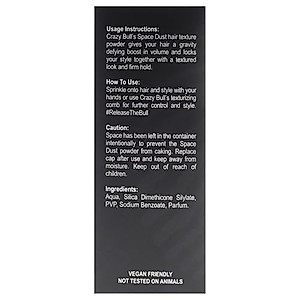 CrazyBull Hair Space Dust Hair Texture Powder - Vegan Friendly Hair Powder for Men - Lightweight Hair Powder for Short-Medium Hair - 0.7 oz