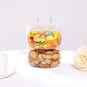 KEKEHOME Glass Candy Dish with Lid Covered Candy Bowl Decorative Cookie Jar Clear Salad Bowl Buffet Storage Container for Home Kitchen Coffee Table Office Desk and Party Wedding
