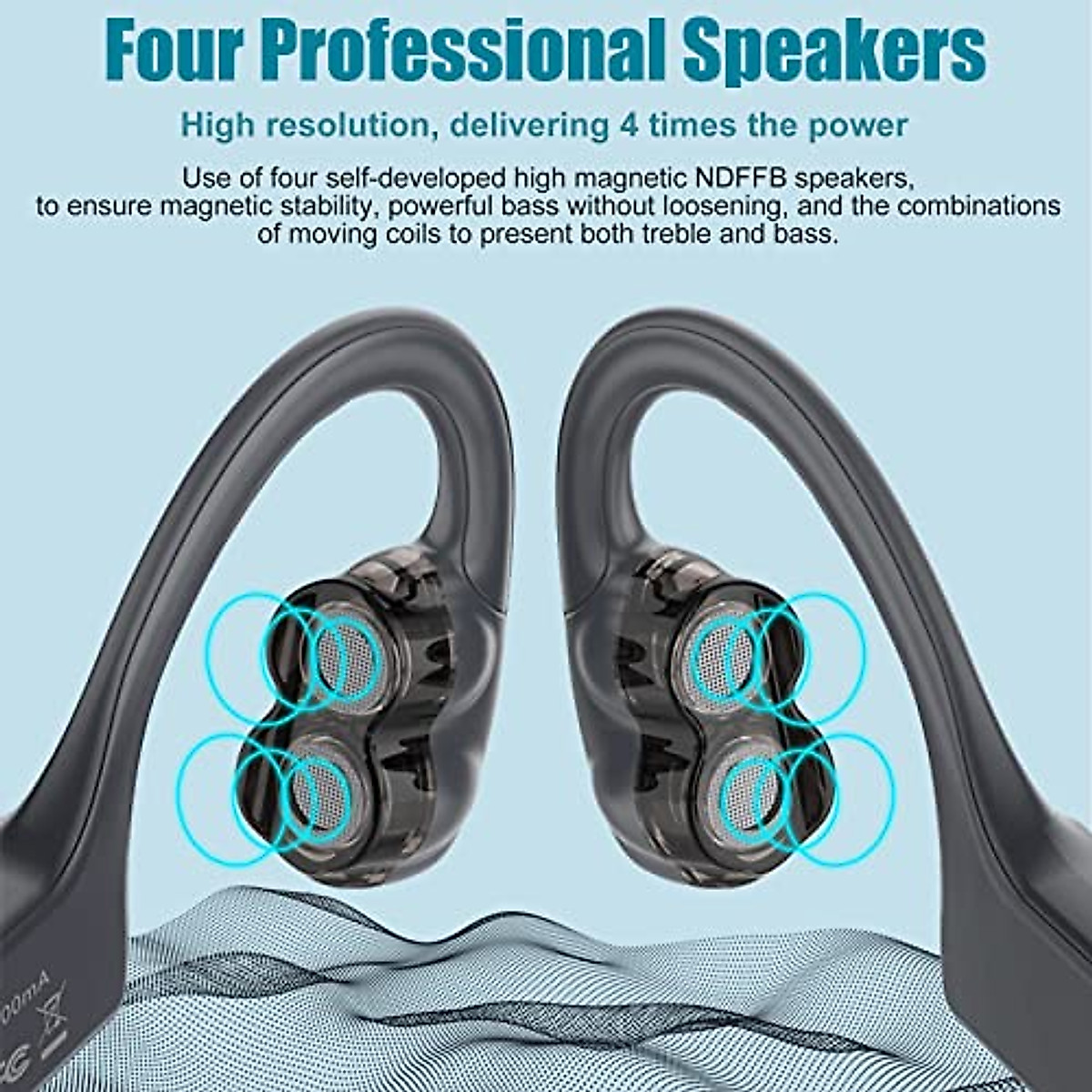 Air Conduction Headphones, Open Ear Wireless Bluetooth 5.3 Earphones with Mic, IPX6 Waterproof Sweatproof Lightweight Sports Headset for Running, Cycling, Driving, Workout, Hiking, Walking (Black)