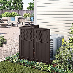 Suncast 4 Freestanding Wicker Resin Reversible Panel Outdoor Screen Enclosure, Brown, 23"