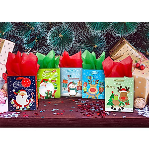 ysmile Small Christmas Gift Bag with Wrapping Paper in Bulk 20 Pack