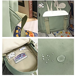 MOwers Kawaii Backpack with Cute Rabbit Pendant (Green)