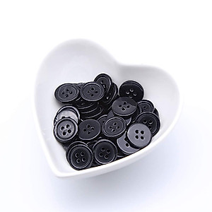 GANSSIA 5/8 Inch 4 Holes Black Buttons 15mm Sewing Round Button for Craft Pack of 160 Pcs