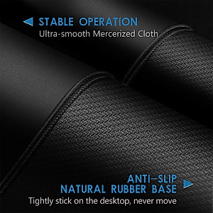 Large Mouse Pad 12x10 with Non-Slip Rubber Base, Premium-Textured & Waterproof Mousepad with Stitched Edges, Mouse Gaming Mat for Computers, Laptop, Office & Home, Black, Soft.