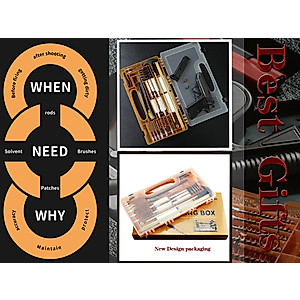 HUNTACE Gun Cleaning Kit Supplies for.22-.30cal Rifles/9mm/.38-10mm-.45cal Pistols/.410GA 28/20GA,12/10GA Shotguns Cleaning Kit Gun Accessories Gifts for Men Brass Rod Bronze Brushes Carrying Case