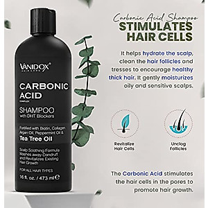 VANIDOX Carbonic Acid Shampoo and Conditioner for Men and Women, Deep Moisturizing Conditioner Thickens, Softens, & Smooths Set for Hair Growth and Repair, Made in USA - 16 Fl Oz Each