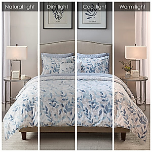 Madison Park Essentials Cozy Bed in a Bag Reversible Comforter with Complete Sheet Set - Modern Botanical Print All Season Cover, Shams, Decorative Pillow, King(104"x92"), Blue 8 Piece