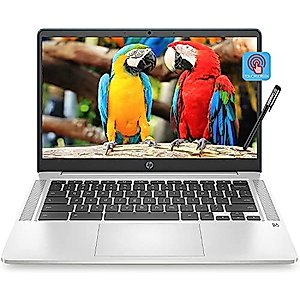 HP Chromebook 14a 14" HD Touchscreen (4GB RAM, 128GB eMMC, Intel Dual-Core Celeron N4020, UHD Graphics), Home & Education Laptop, Webcam, Type-C, Stylus Pen, Chrome OS (Forest Teal) (Renewed)