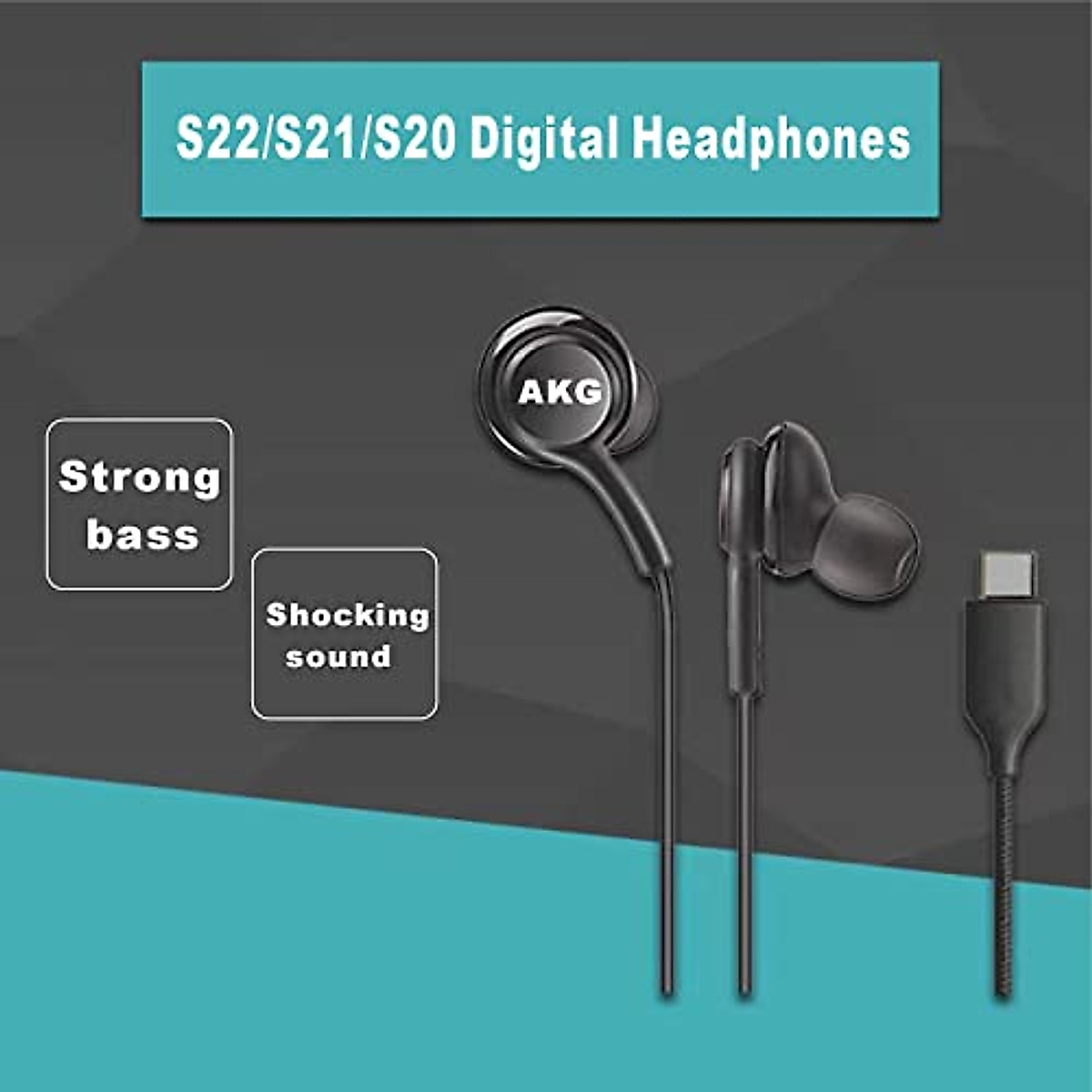 2023 New Stereo Headphones for Samsung Galaxy S23 Ultra Galaxy S22 Ultra S21 Ultra S20 Ultra, Galaxy Note 10+ - Designed by AKG - with Microphone and Volume Remote Control Type-C Connector - Black