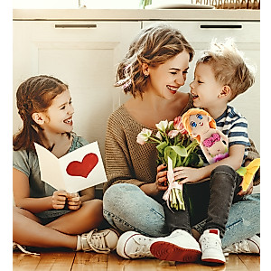 DolliBu Happy Mother's Day Super Soft Plush Green Mermaid Doll Figure - Cute Stuffed Animal with Pink Heart Message for Best Mommy, Grandma, Wife, Daughter - 14" Inches