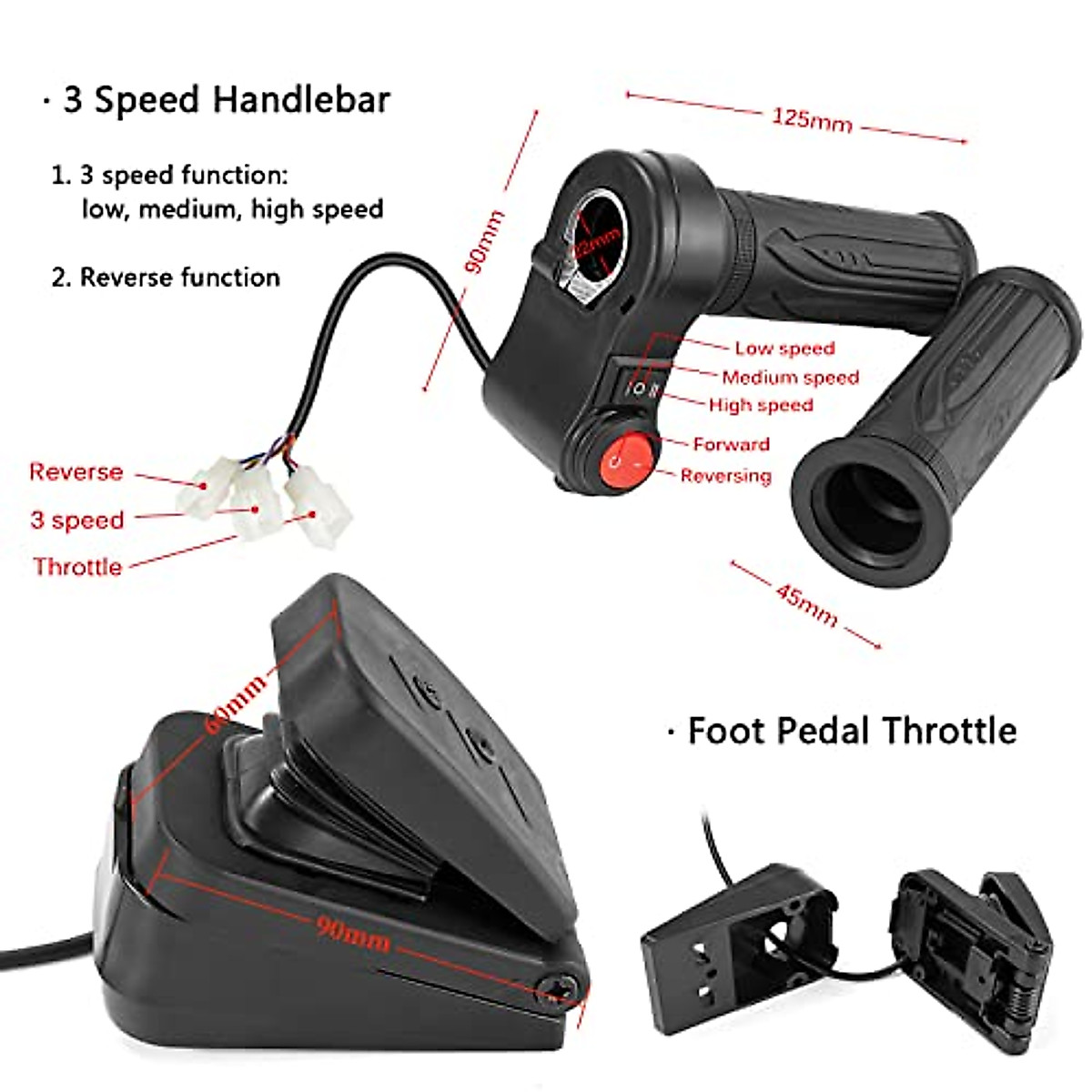 BLDC 72V 3000W Brushless Motor Kit with 24 Mosfet 50A Controller and Throttle for Electric Scooter E Bike Engine Motorcycle DIY Part Conversion Kit (6 Part in 1 and Motor with Foot)