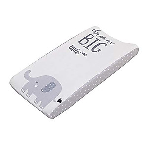 Little Love by NoJo"Dream Big Little One" Grey and White Elephants 2 Piece Super Soft Changing Pad Covers, 16x32x6 Inch (2 Count)