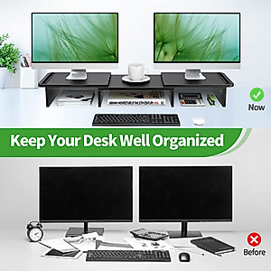 Zimilar Dual Monitor Stand Riser, Monitor Stand with Adjustable Length and Angle Monitor Stand Riser, 2 Tiers Laptop Computer Monitor Riser for PC Screen