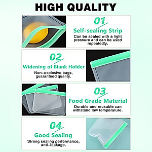 10 Pack Reusable Storage Bags, Reusable Sandwich Bags, Reusable Snack Bags, Leakproof Silicone Freezer Bags, Free Plastic BPA Free Lunch Bag for Meat Fruit Veggies (10 Pack-2 Gallon 4 Sandwich 4 Snack)