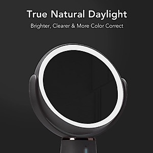 Fancii LED Lighted Magnifying Makeup Mirror with Double-Sided 1x/ 10x Magnification, Rechargeable and Adjustable Brightness, Large Tabletop Vanity Mirror (Nova)