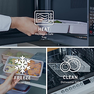 Bentgo Prep 3-Compartment Meal-Prep Containers with Custom-Fit Lids - Microwaveable, Durable, Reusable, BPA-Free, Freezer and Dishwasher Safe Food Storage Containers - 10 Trays & 10 Lids (Navy Blue)