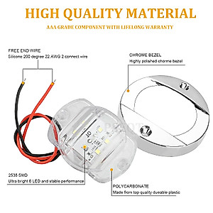 PSEQT 4Pcs Marine Boat Interior Lights, 12V LED Boat Deck Courtesy Light 3'' Round White 6 LED Stern Transom Anchor Light Waterproof Night Fishing Pontoon Lights Surface mount