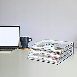 Acrimet Horizontal Triple File Folder Holder Organizer (Clear Crystal Color)