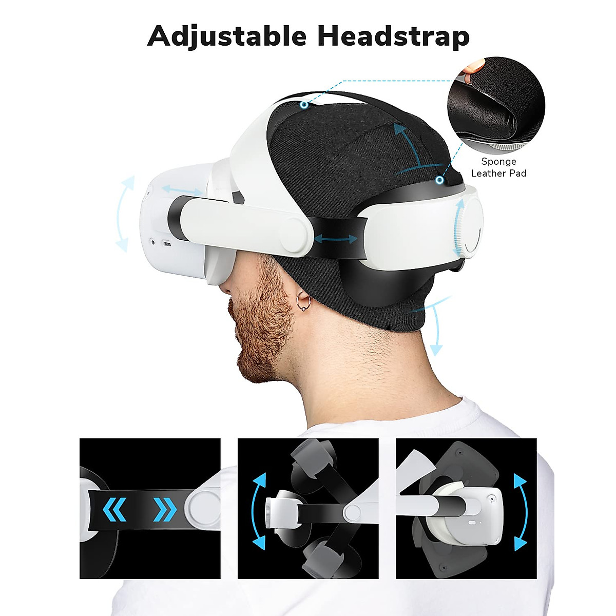 LUMYSPACE VR Accessory Set Compatible with Quest 2 Accessories Protective Cover, Adjustable Head Strap, Controller Grip Cover, Silicone Face Cover, VR Shell Cover(White)