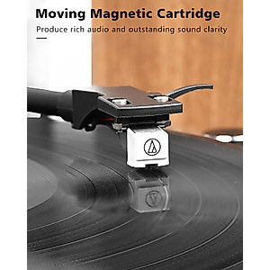 Record Player Vinyl Bluetooth Turntable with 36 Watt Stereo Bookshelf Speakers, Hi-Fi System with Magnetic Cartridge, USB Recording and Auto Stop