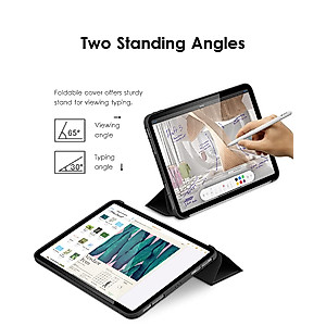 DTTO for iPad Pro 11 Inch 4th/3rd/2nd/1st Generation 2022/2021/2020/2018 Case, Also Fit iPad Air 11-Inch/5th/4th Gen, Slim Lightweight Trifold Stand Soft Back Cover，Auto Sleep/Wake,Black