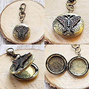 Gothic Butterfly Locket Zipper Pull for Backpacks, Cute Rhinestone Purse Charms, Unique Vintage Style Insect Handbag Jewelry, Victorian Steampunk Zipper Charms, Camera Bag Charms, Cool Key Chain Charm