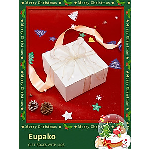 Eupako White Gift Boxes 8x8x4 10 Pack, Kraft Paper Gift Boxes with Lids for Bridesmaid Proposal Gifts, Wedding, Birthday, Crafting, Graduation, Holiday, Christmas