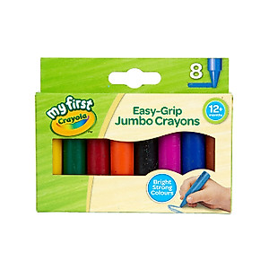 CRAYOLA MyFirst Jumbo Crayons - Assorted Colours (Pack of 8) | Easy-Grip Colouring Crayons Perfect for Toddlers Hands | Ideal for Kids Aged 12+ Months
