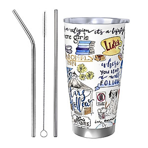 Stainless Steel Insulated Coffee Cup with Lid and Straw, 20 oz Gifts for Mom Girl Daughter Sister Friend Double Walled Stainless Steel Tumbler (silvery-A)