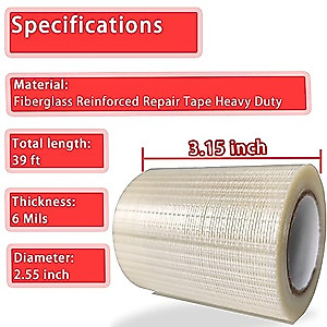 Birllaid 39FT RV Awning Repair Tape, Repair Tape for Canvas,Tent Repair Tape for Tarp, Boat Covers Repair Tape,RV Awning, Sail Tape, Tear Repair Pctch Kit, Waterproof