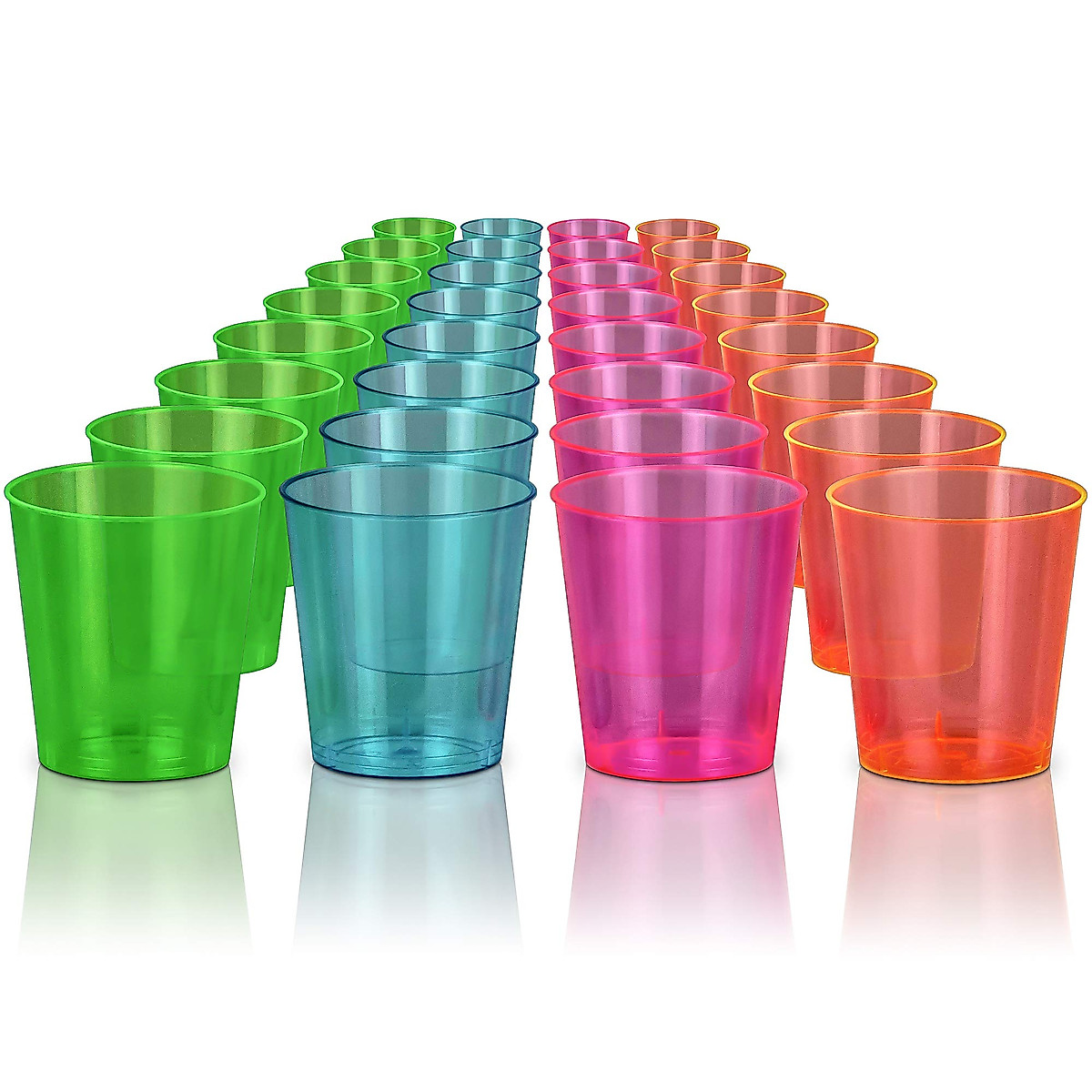 DecorRack 2 Oz Neon Shot Glasses, Plastic Shot Cup, Disposable Party Cups, Mini Cups Shot Glasses (48 Pack)