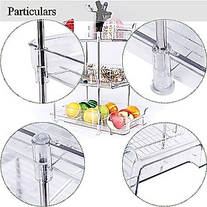 LazyWomen 2 Pack Clear Drawer Organizers with Dividers, Pantry Organizers and Storage, Under Sink Organizer Closet Organizer, for Cosmetic Skincare Kitchen Storage (2 Pack - 3 Tier)