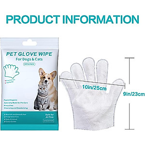 12PCS - Dog and Cat Cleaning Gloves, Cleaning Gloves for Dog and Cat Fur Face, Ear, Eye, Paws Cleaning Wipes，Pet Wash Free Gloves, Grooming Wipes for Pet No Rinse Thick Dog Wipes Gloves