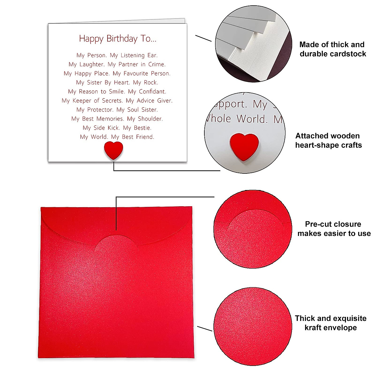 Miatoi Birthday Card for Best Friend, Special Bestie Birthday Card, Sentimental Bday Card for Her With Envelope