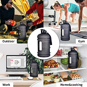 TOOFEEL 2 Liter Water Bottles - Half Gallon Water Bottle BPA Free - Ideal for Gym, Big Water Jug, Reusable Sports Bottle with Measurements Marked Drink Container - 2.2L 74oz Black Half Gallon Bottle